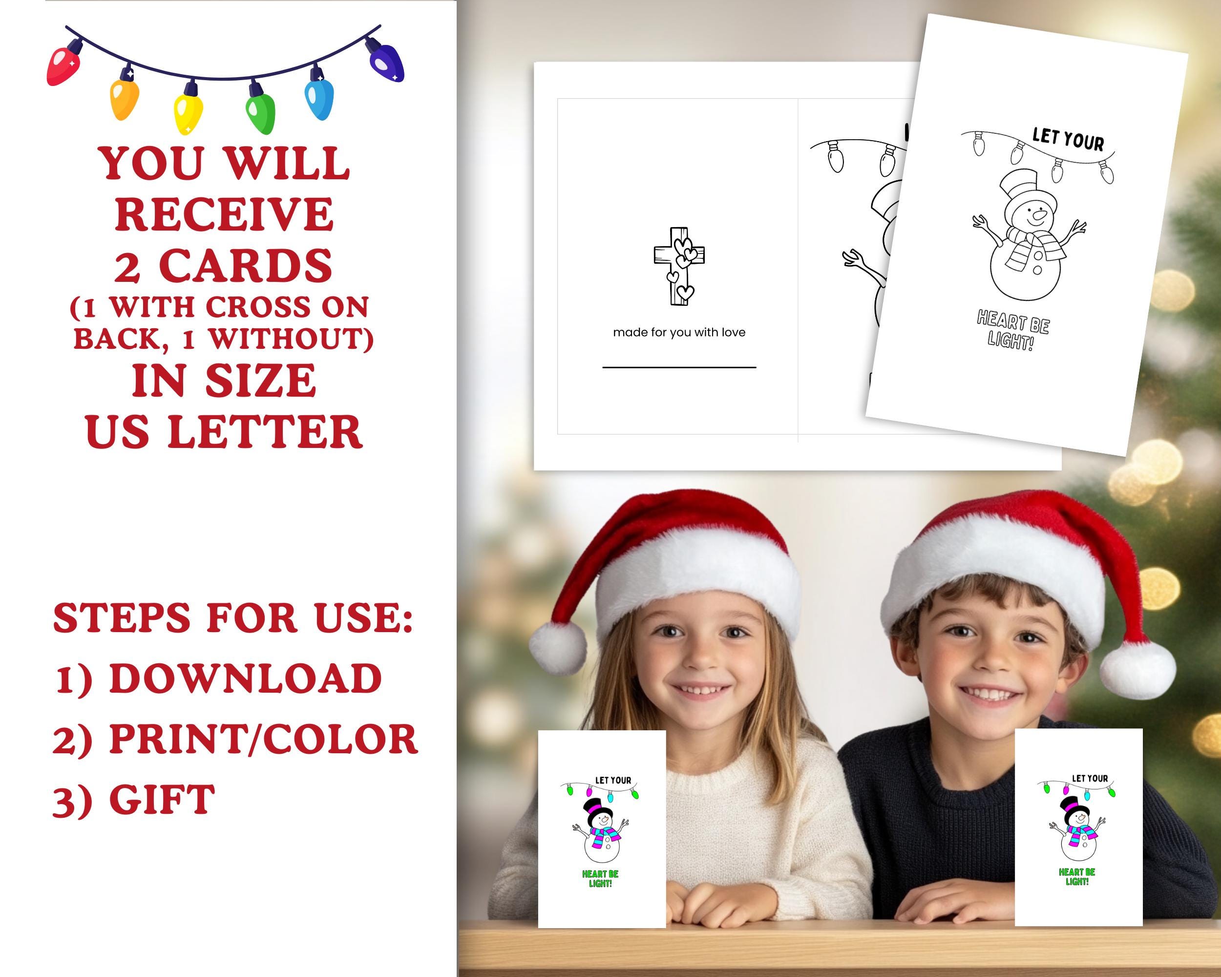 Christmas Coloring Card Printable, Snowman, DIY Holiday, Color Cards ...