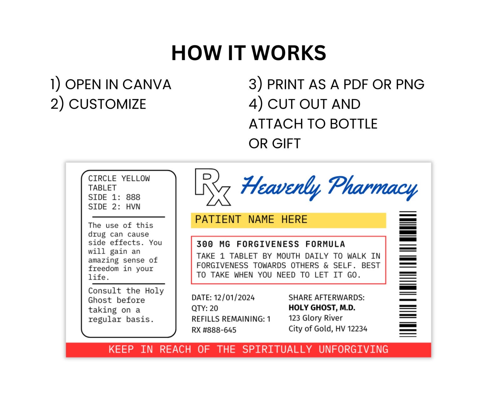 Prescription Label Template, Canva Template Editable, Pill Bottle Label ...