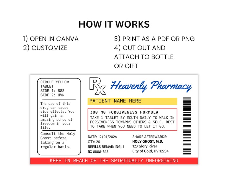 Prescription Label Template, Canva Template Editable, Pill Bottle Label ...