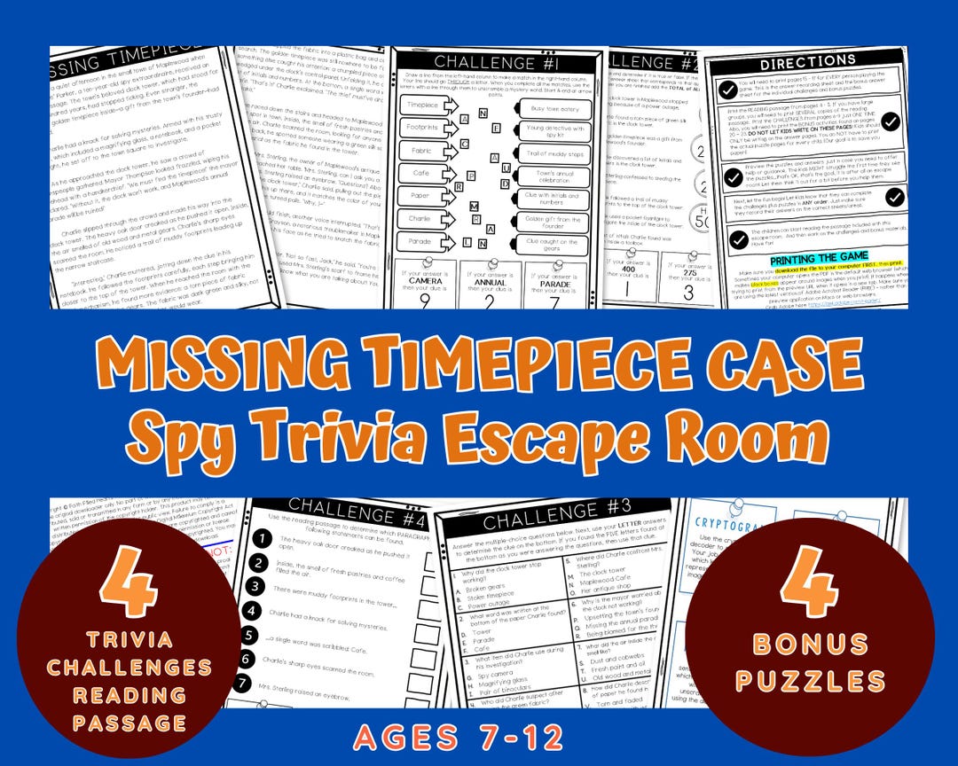 Escape Room for Kids, Spy Trivia Team Building, Sunday School Party ...
