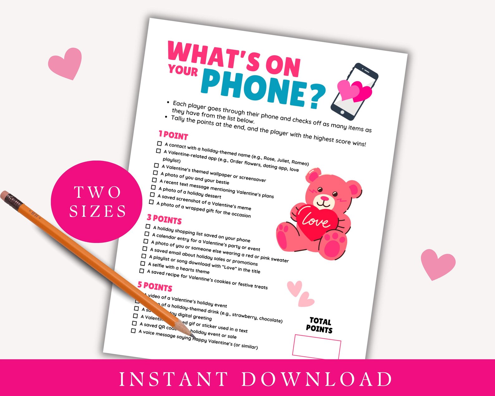 Printable Valentine's Day Game What's on Your Phone, Family Game Night ...