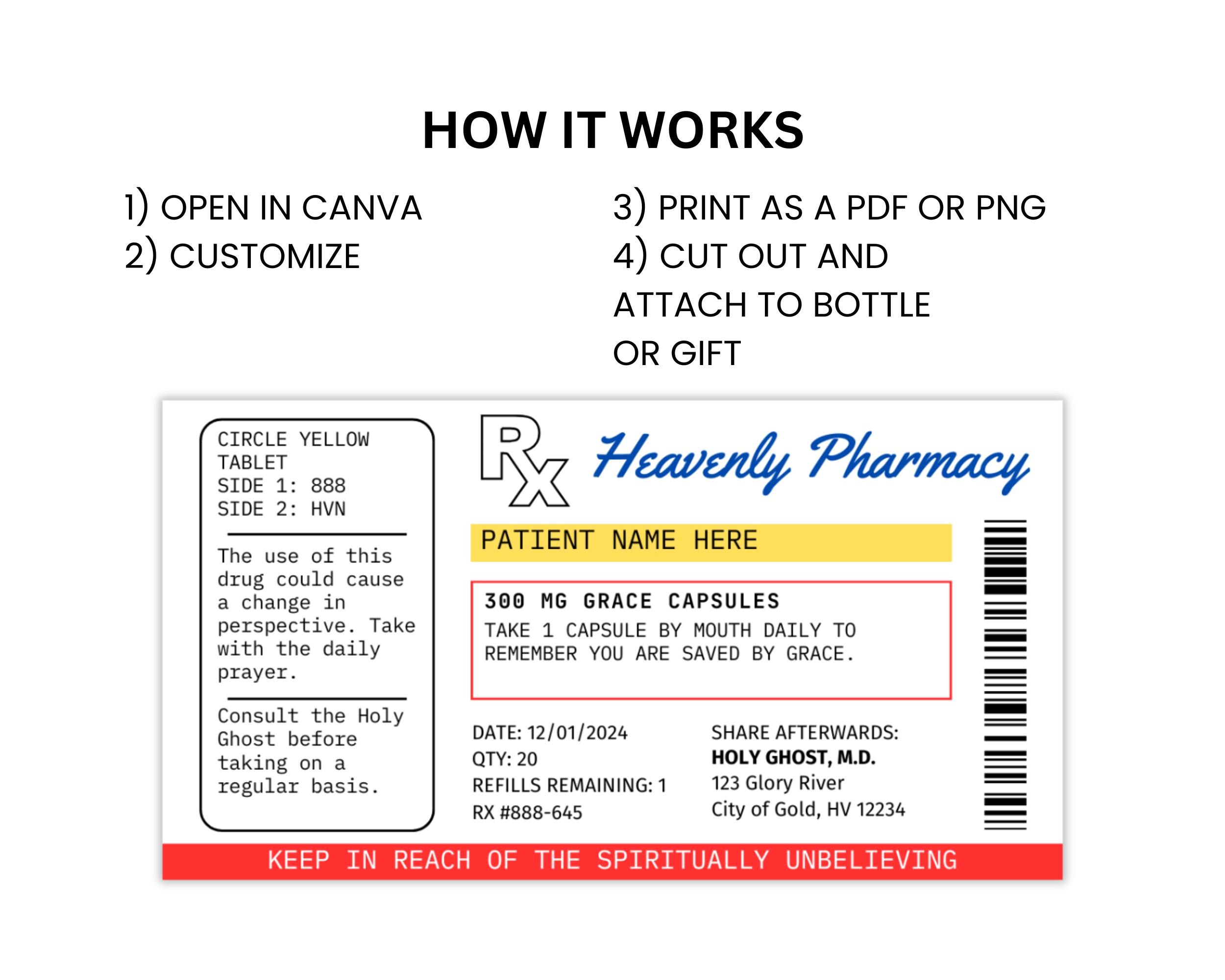 Prescription Label Template, Canva Template Editable, Pill Bottle Label ...