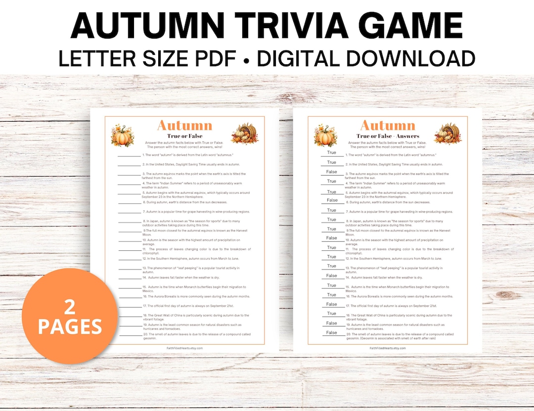 Fall Autumn General Trivia Game, Thanksgiving Game, Ice Breaker Games ...
