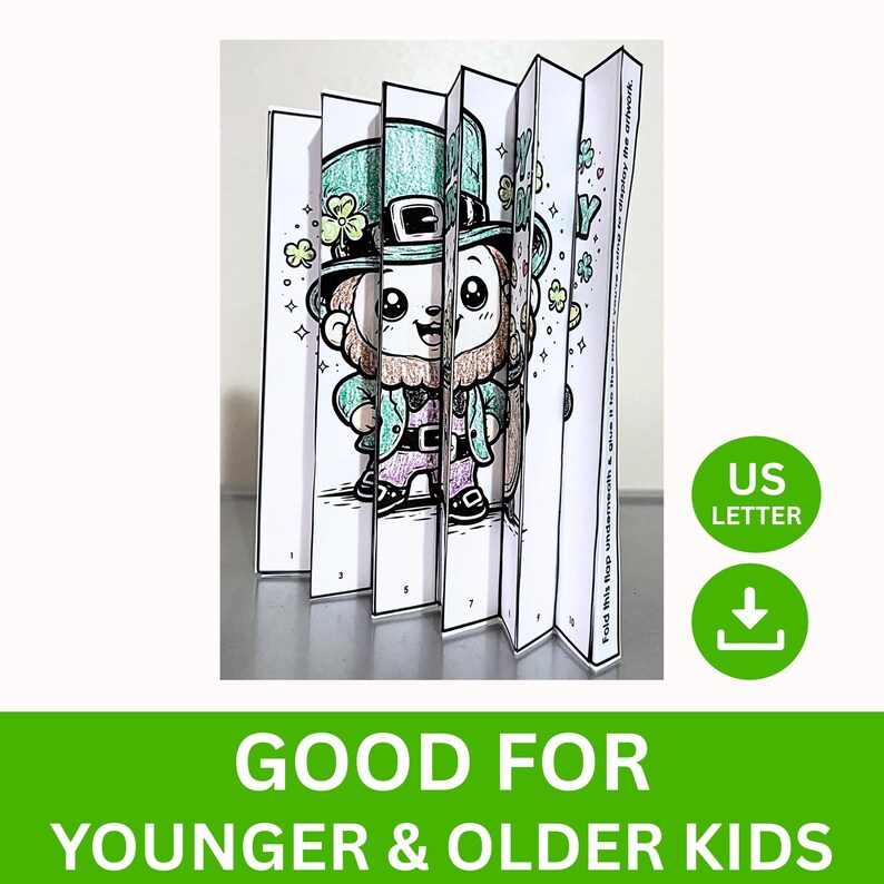 St Patricks Day Agamograph Printable, 3D Coloring Page, Cut Paste Craft ...