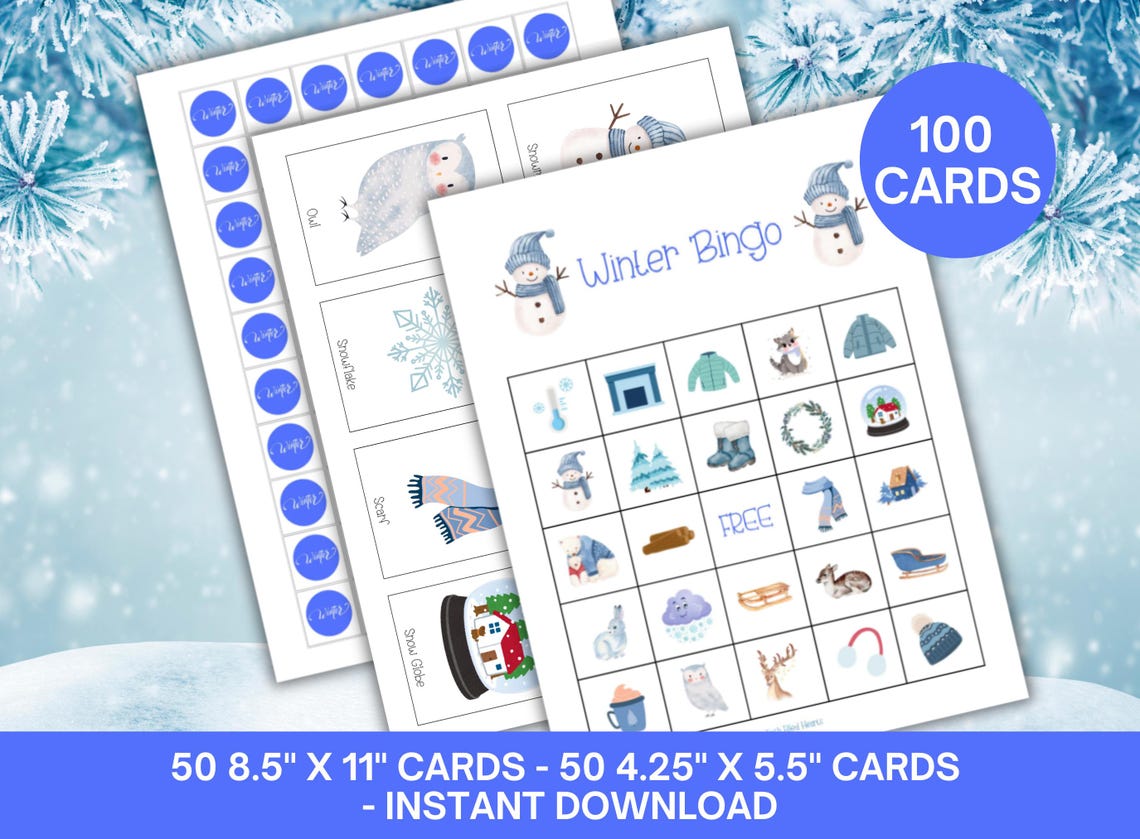 Winter Bingo Printable, Winter Activities, Holiday Office Party, Bingo ...