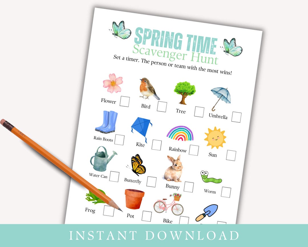Spring Time Scavenger Hunt, Kids Children Activity, Family Reunion Game ...