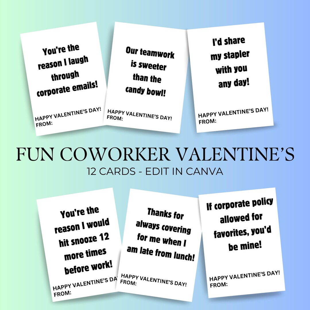 Coworker Valentine Cards Printable, Fun Employee Work Personalized ...