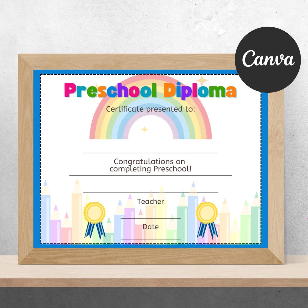 Preschool Graduation Certificate, DIY Prek Diploma Template, Fully Edit ...