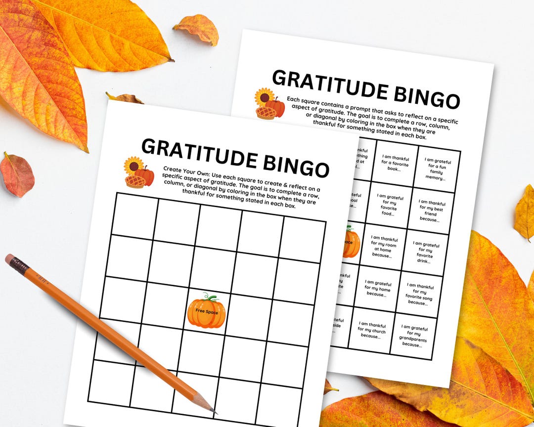 Gratitude Bingo Thanksgiving Games Printable, Family Reunion Games ...