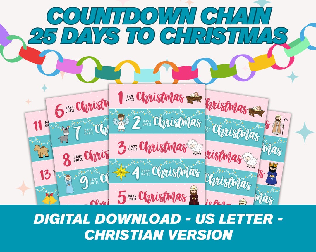 Christmas Countdown Chain, Advent 25 Days Calendar, DIY Paper Craft ...