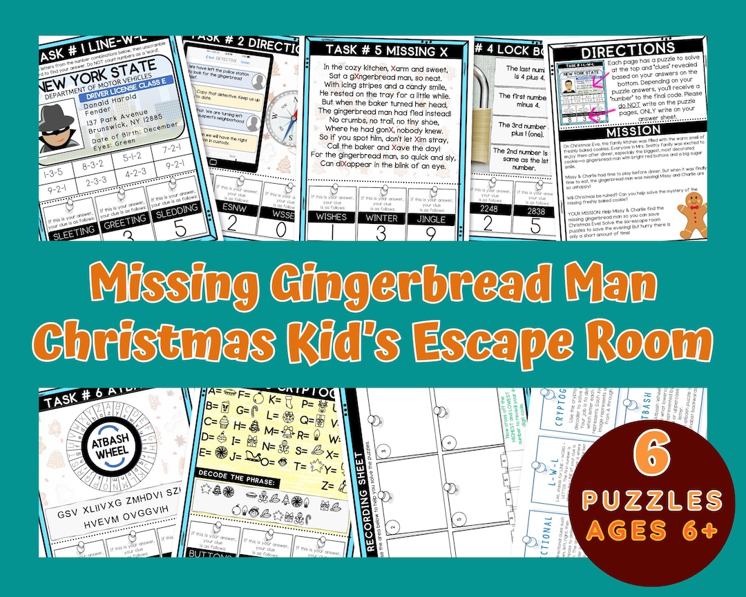 Printable Christmas Escape Room for Kids, Holiday Party Games, Kids ...