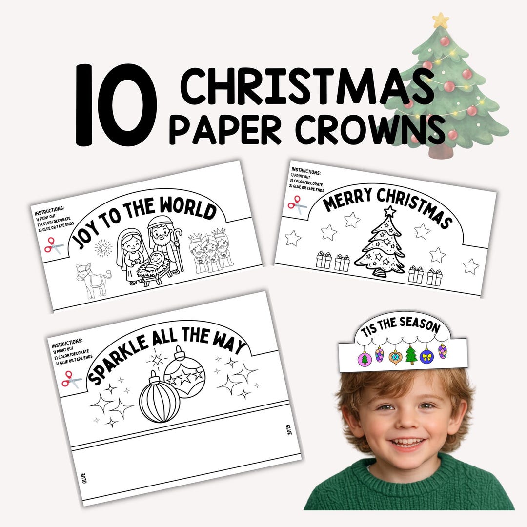 Christmas Paper Crowns for Kids, Printable Party Hats, DIY Classroom ...