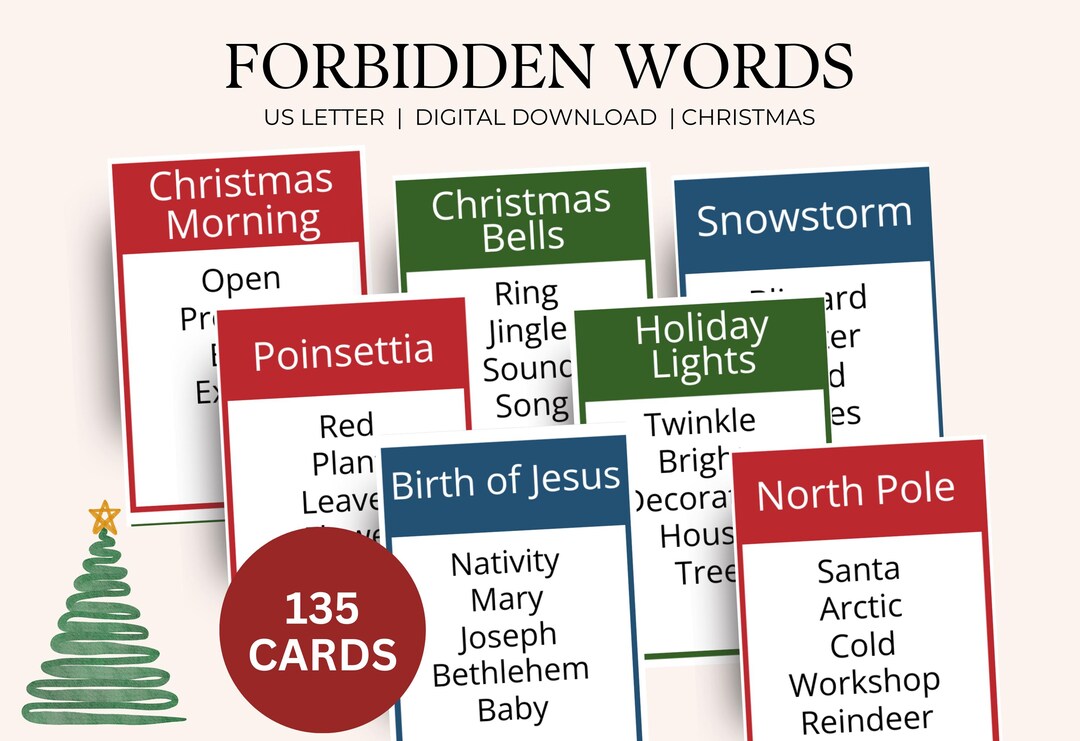 Forbidden Words Game Kids & Adults, Christmas Family Game Night, Winter ...