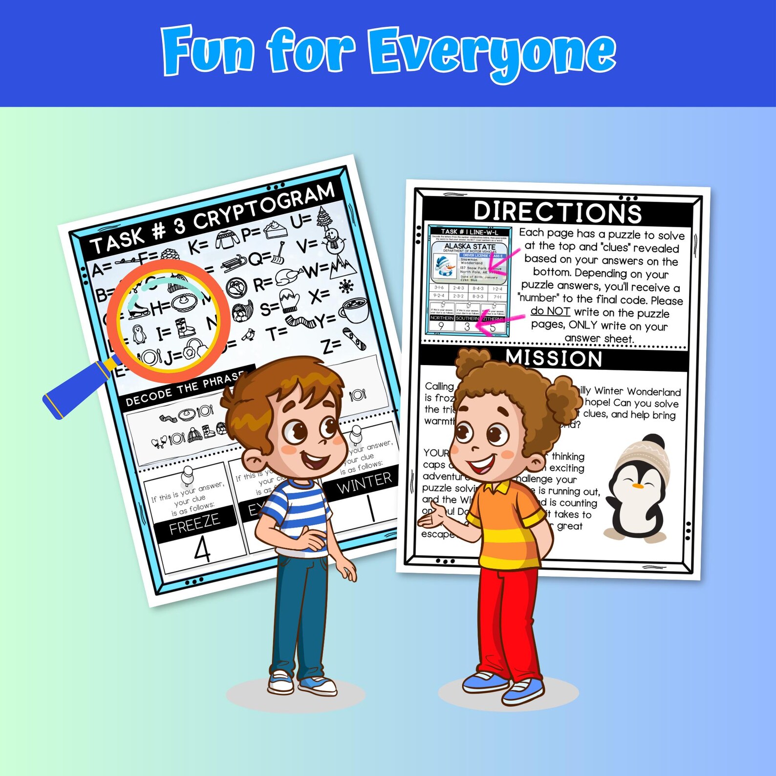 Printable Winter Wonderland Escape Room for Kids, Holiday Party Games ...