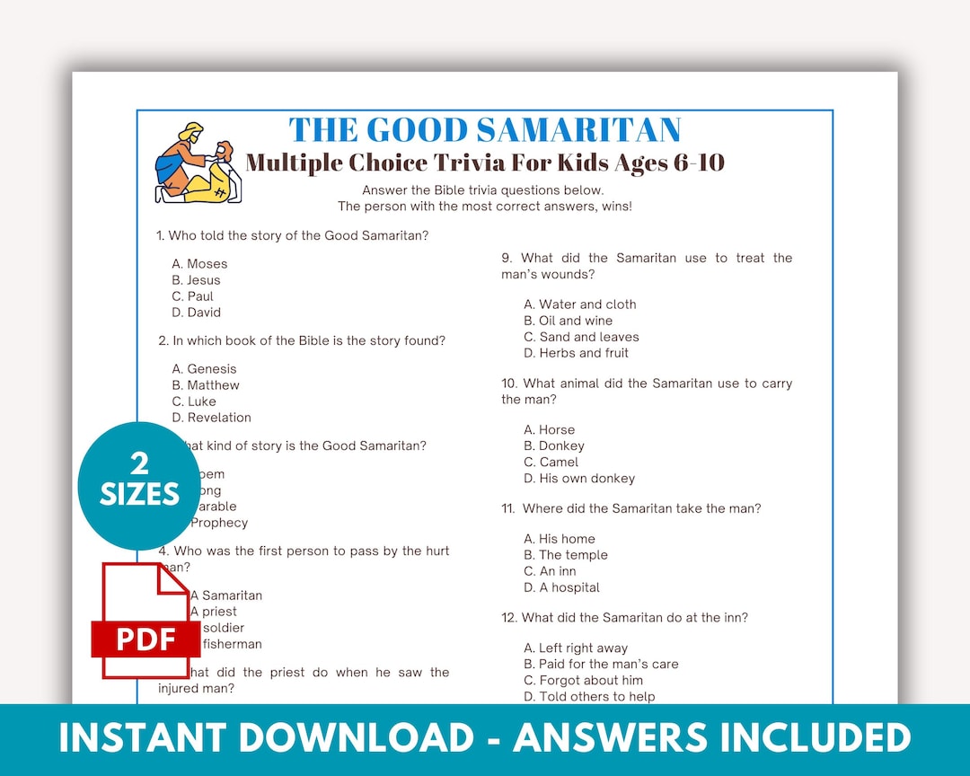Good Samaritan Trivia Game, Sunday School Bible Game, Four Soils Bible ...
