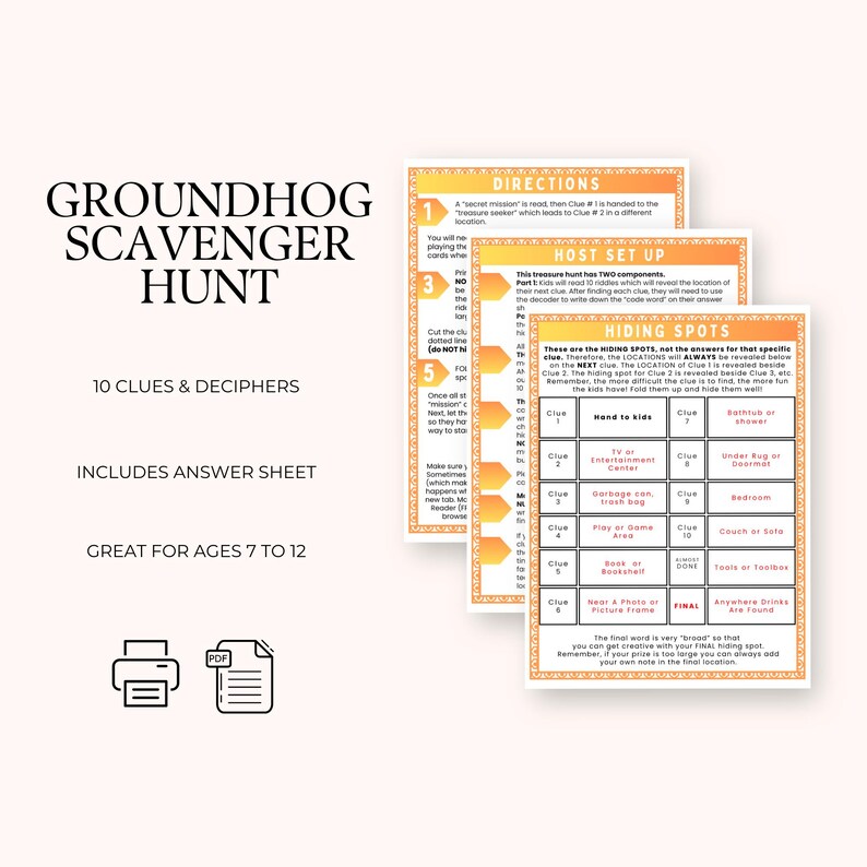 Indoor Groundhog Day Scavenger Hunt, Tween Treasure Card, Clues Riddle ...
