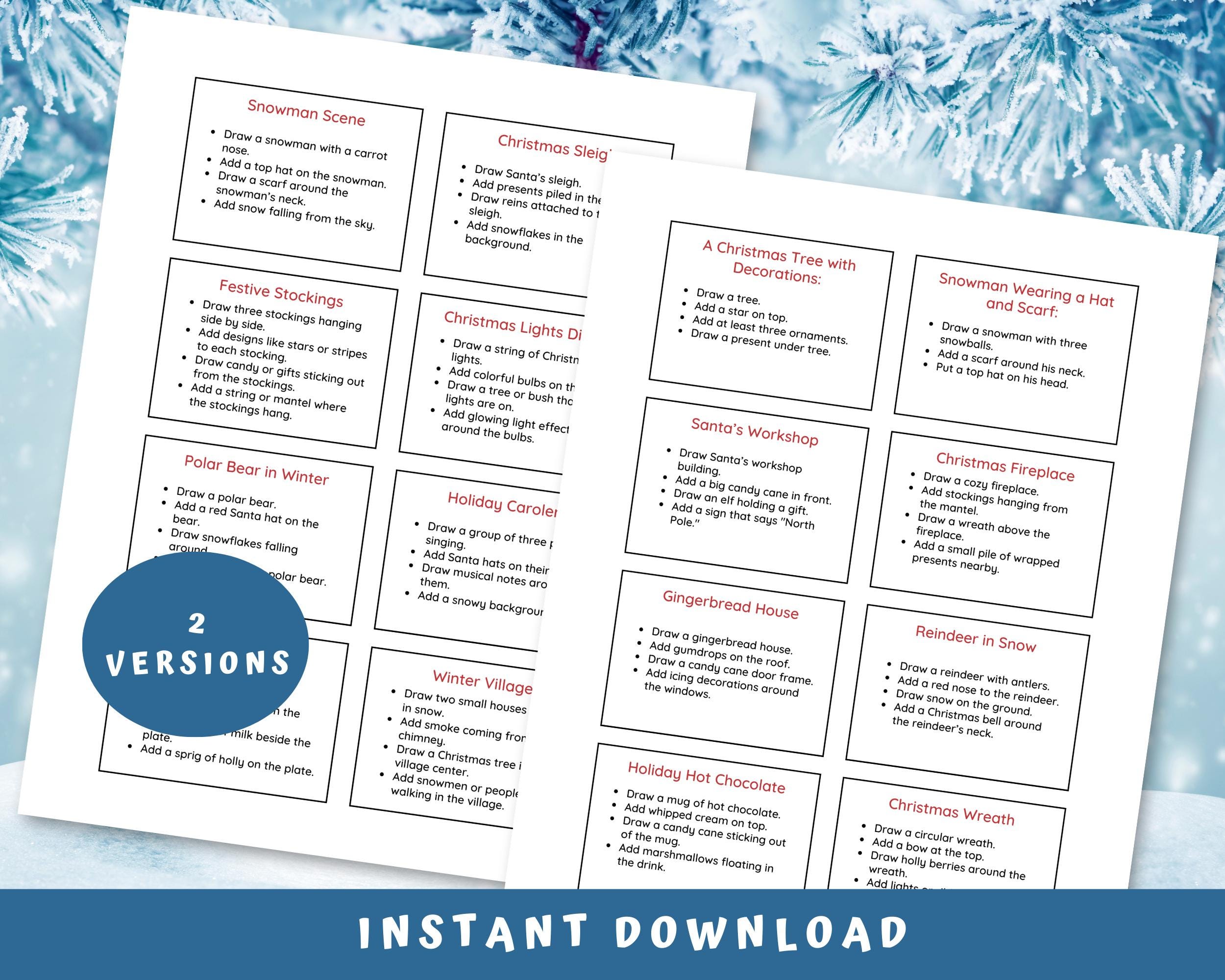 Christmas Drawing Game Printable, Office Icebreaker Game, Youth Group ...