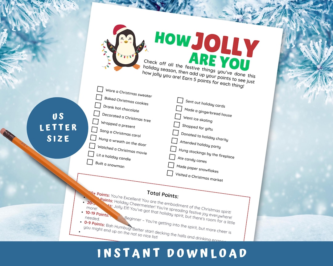 Printable Christmas Game How Jolly Are You, Family Game Night, Fun ...