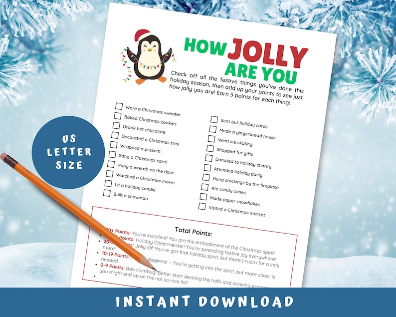 Printable Christmas Game How Jolly Are You, Family Game Night, Fun ...