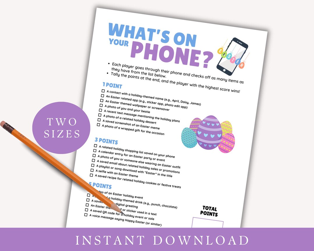 Printable Easter Games What's on Your Phone, Family Game Night, Fun ...