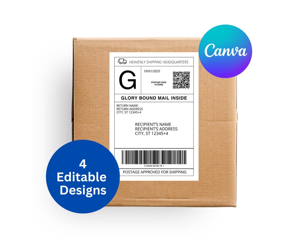 Fake Shipping Label Template, Editable Mail Label, Custom Mail Labels ...