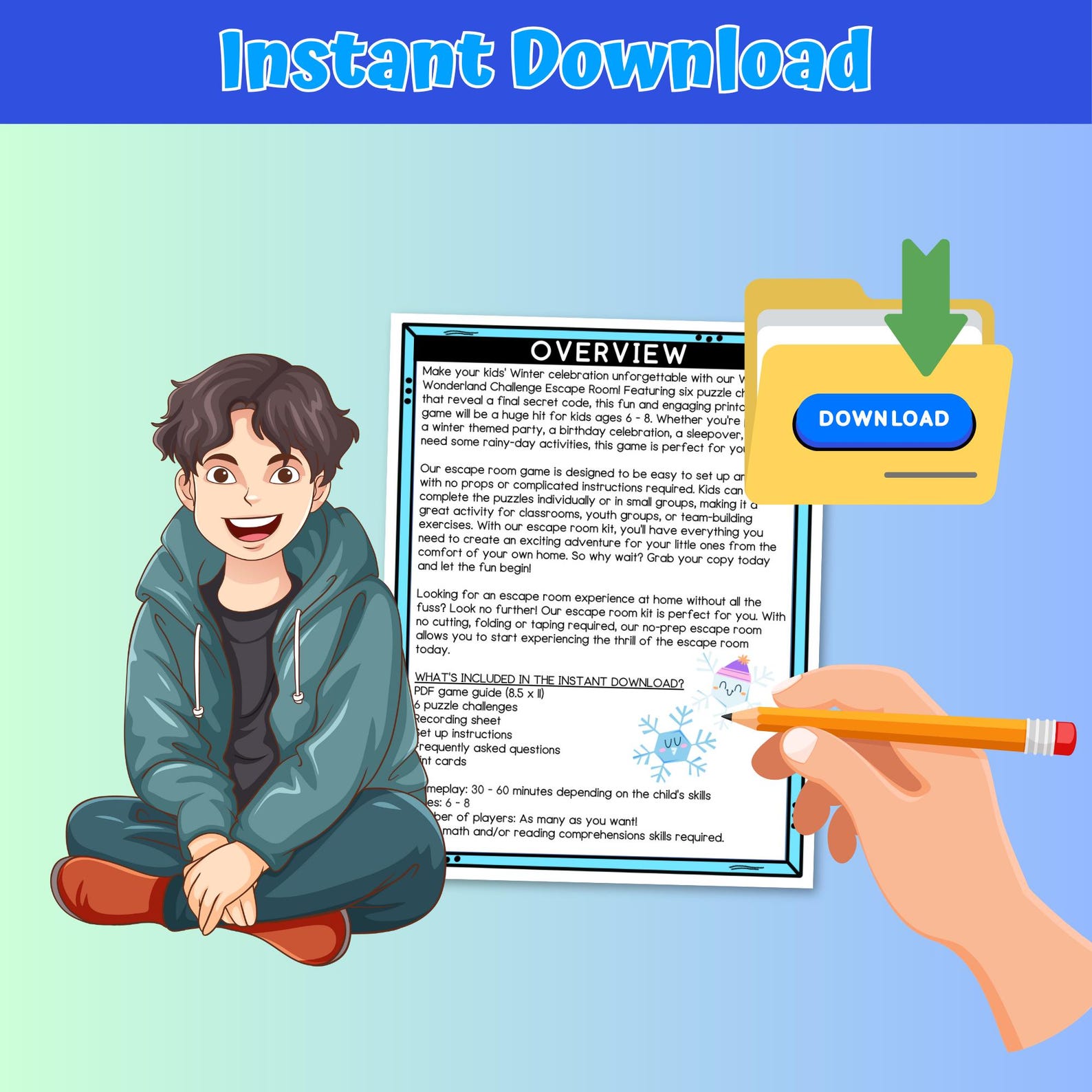 Printable Winter Wonderland Escape Room for Kids, Holiday Party Games ...