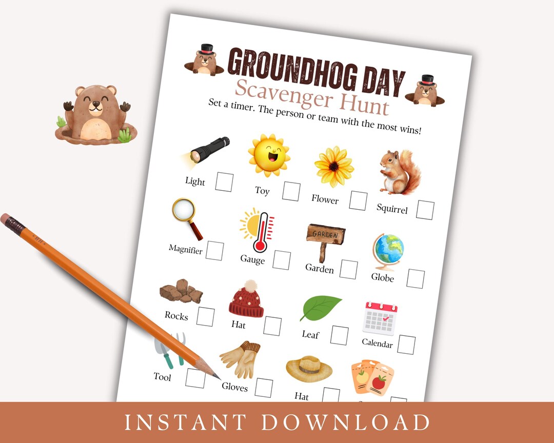 Groundhog Day Scavenger Hunt, Kids Children Activity, Family Reunion ...