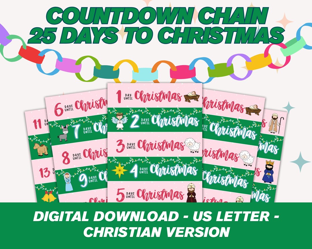 Christmas Countdown Chain, Advent 25 Days Calendar, DIY Paper Craft ...