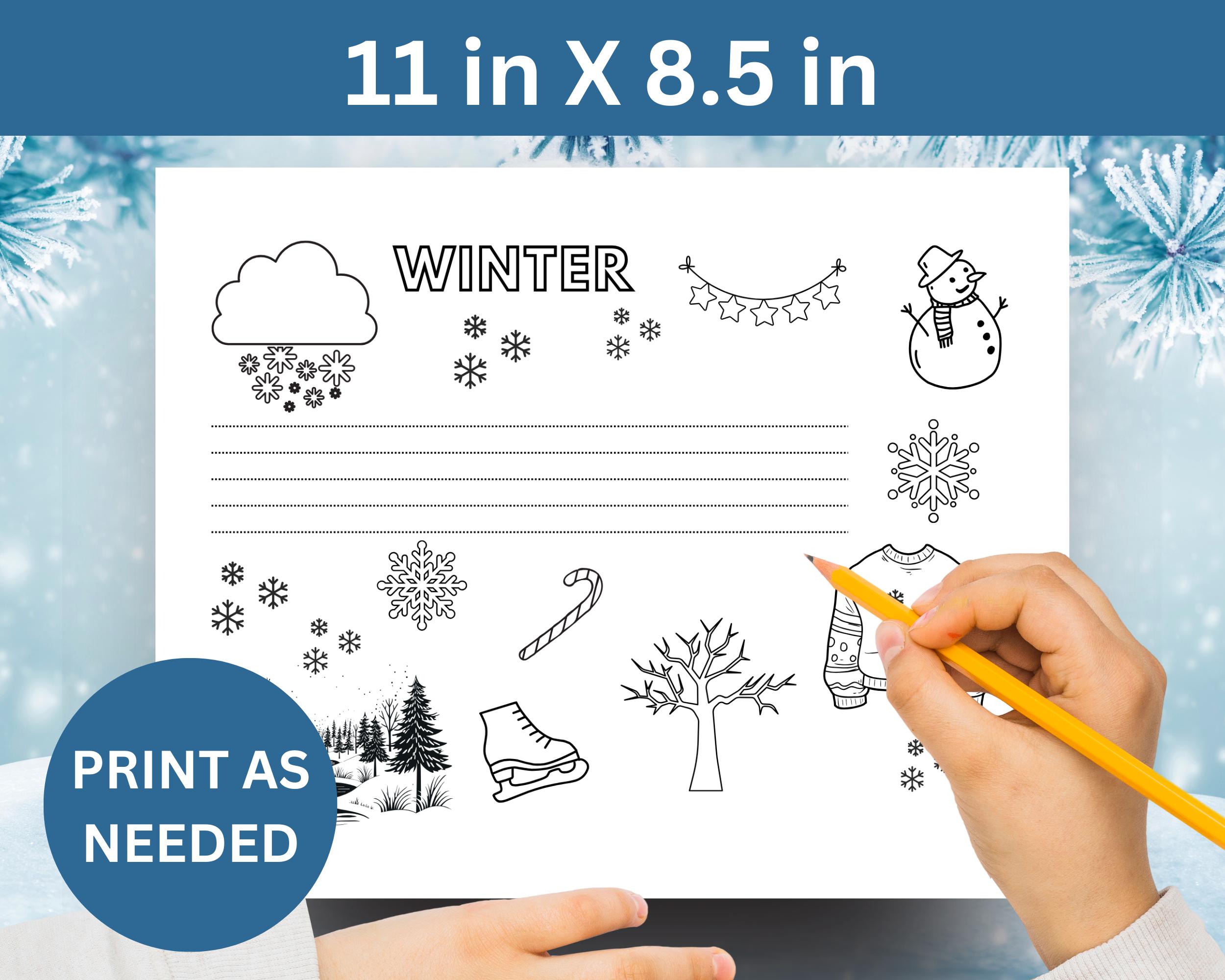 Winter Activity Placemat, Coloring Page, Dinner Table Game, Activities ...