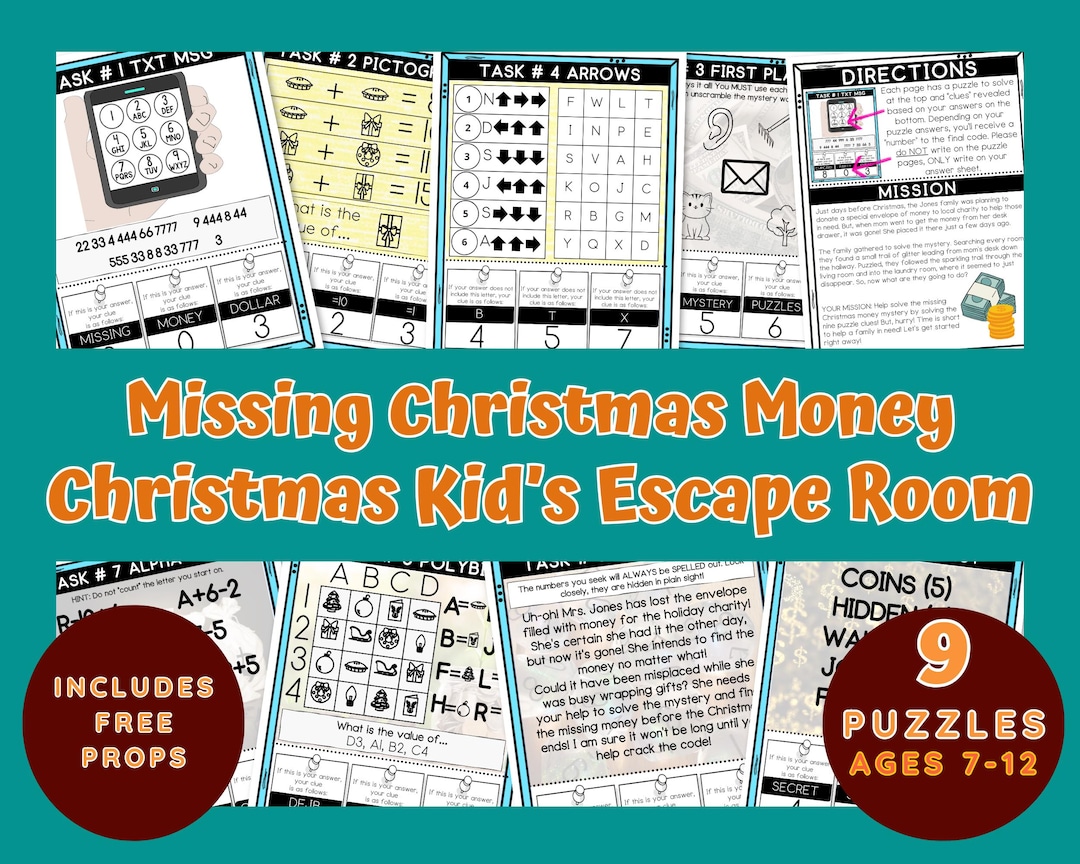 Printable Christmas Escape Room for Kids, Holiday Party Games, Kids ...