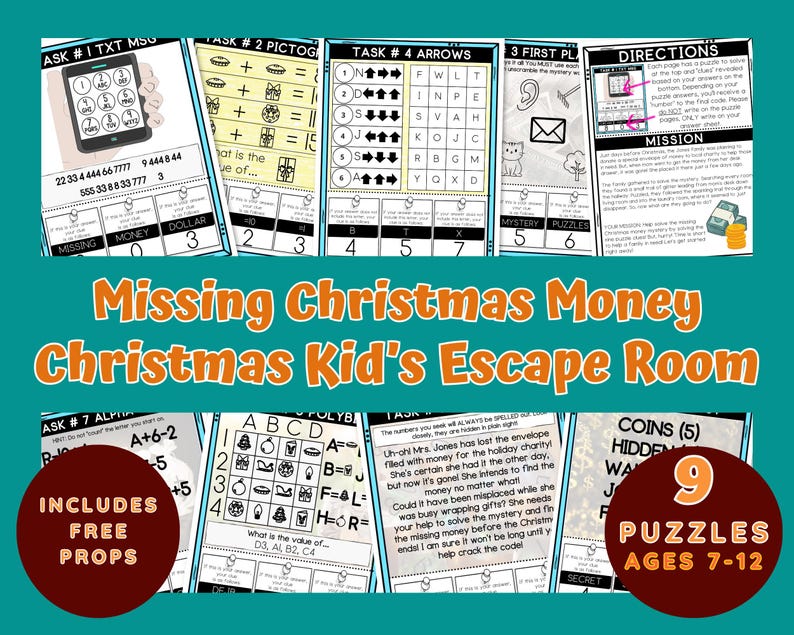 Printable Christmas Escape Room for Kids, Holiday Party Games, Kids ...