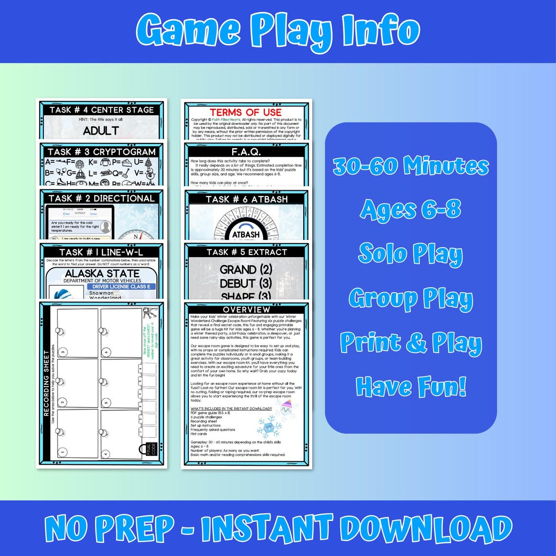 Printable Winter Wonderland Escape Room for Kids, Holiday Party Games ...