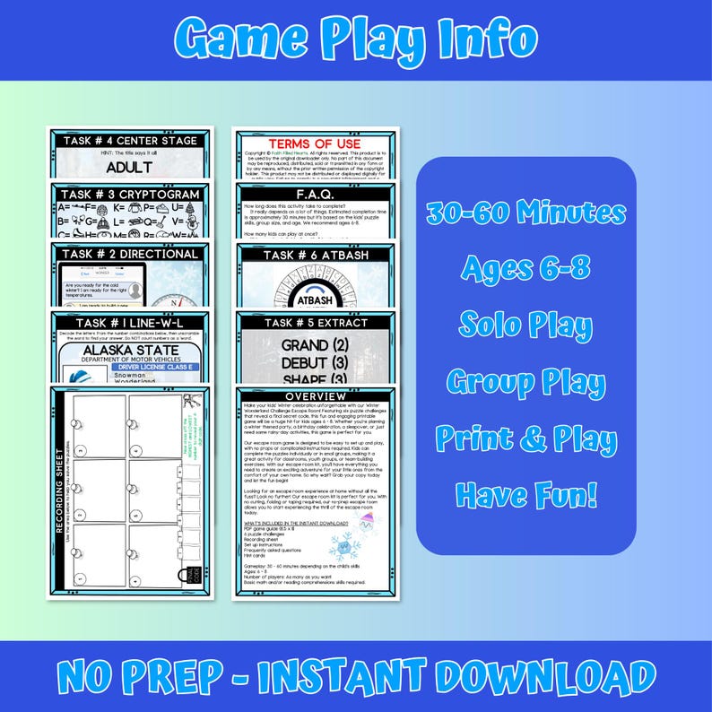 Printable Winter Wonderland Escape Room for Kids, Holiday Party Games ...