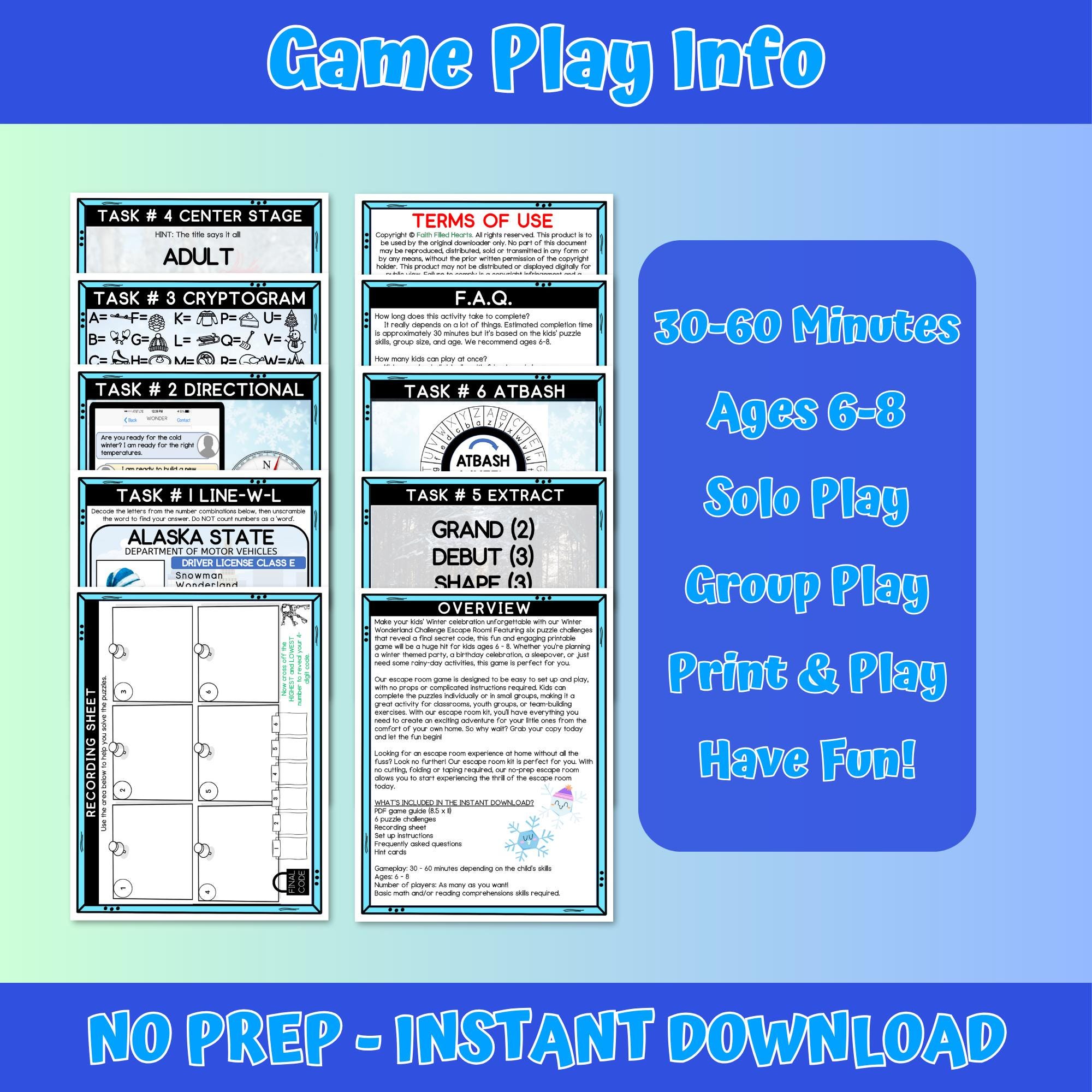 Printable Winter Wonderland Escape Room for Kids, Holiday Party Games ...