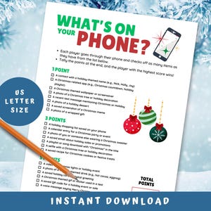 Printable Christmas Game What's on Your Phone, Family Game Night, Fun ...