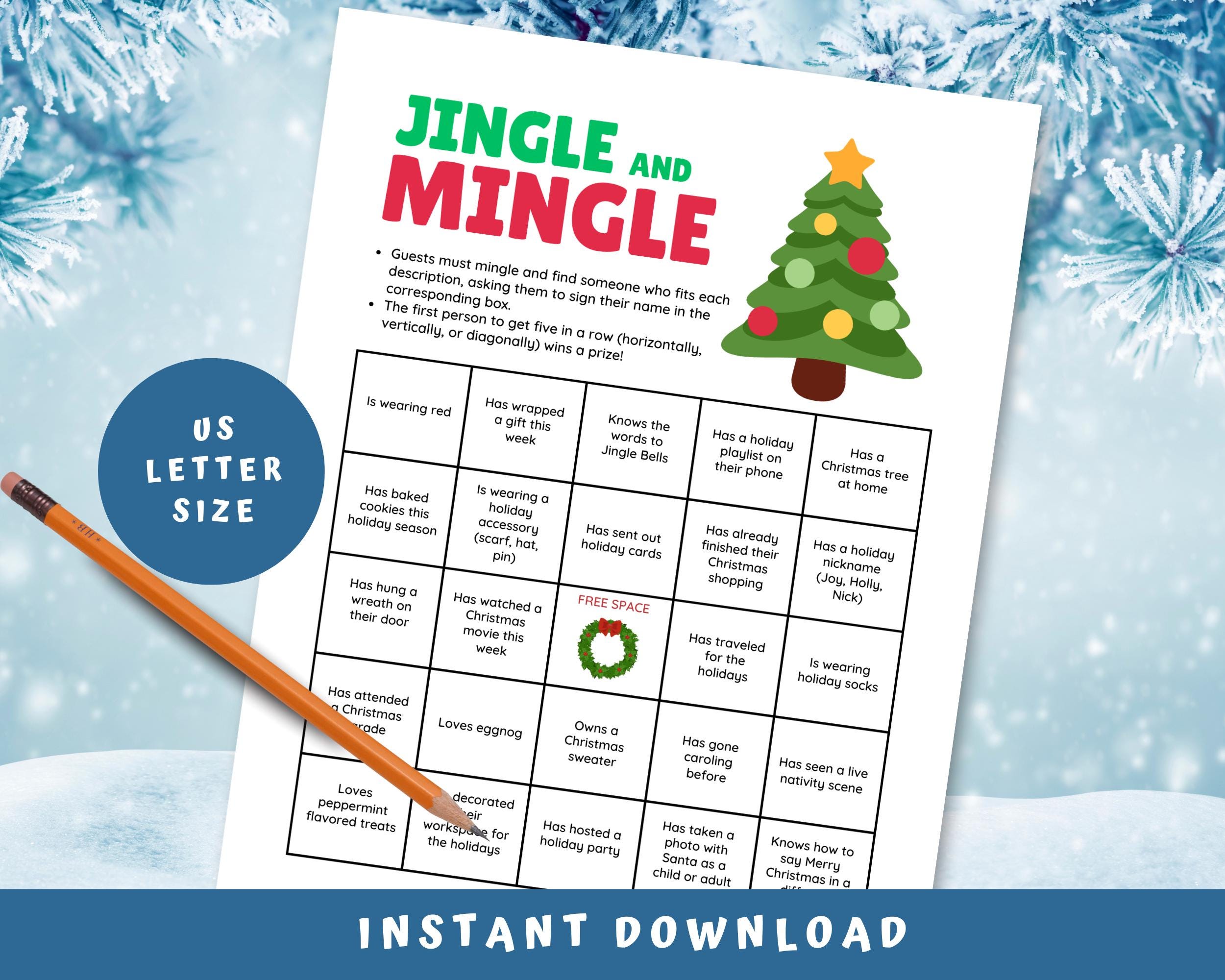 Printable Christmas Jingle and Mingle Office Icebreaker Game, Mix ...