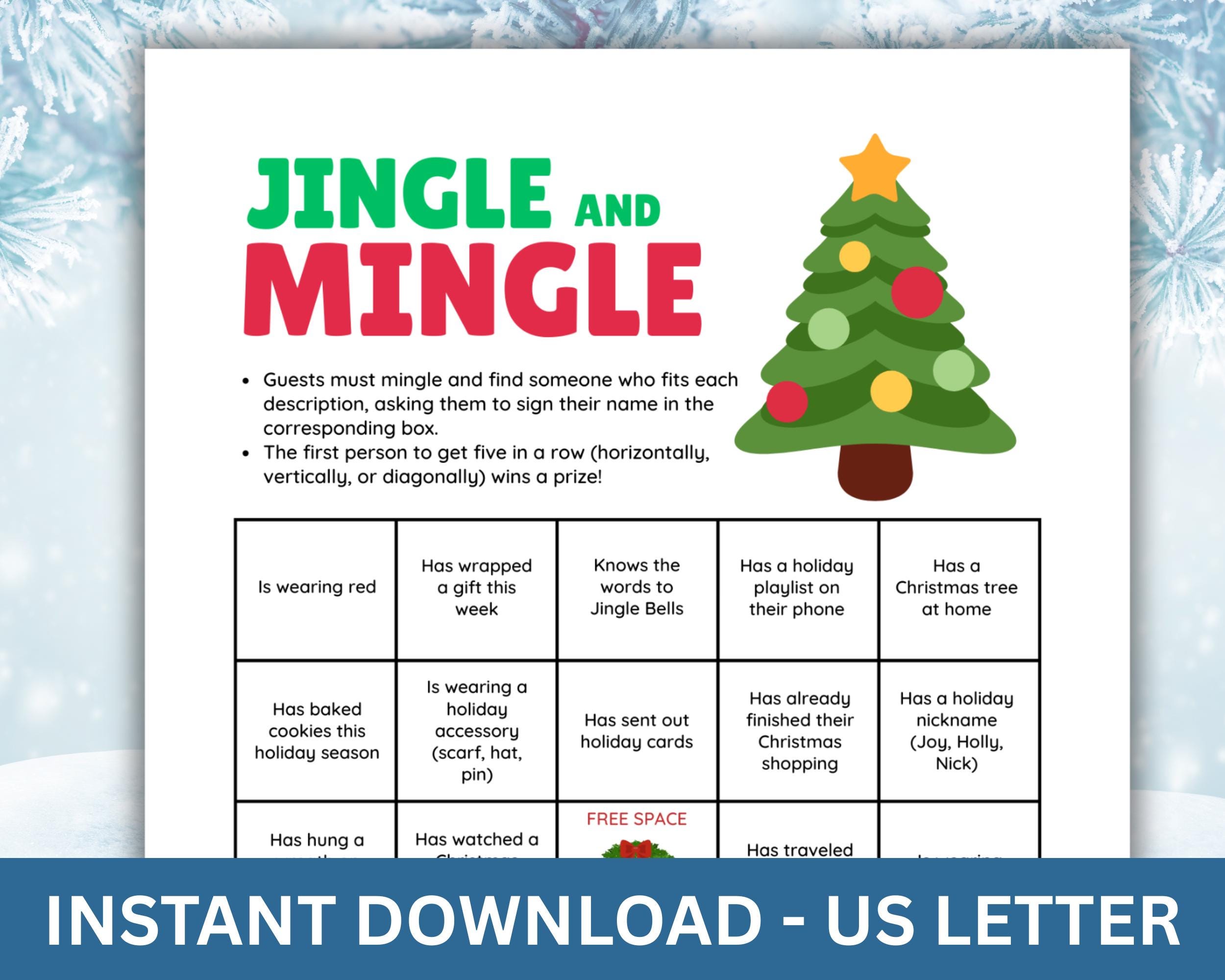 Printable Christmas Jingle Office Party Icebreaker Game, Mix Mingle ...