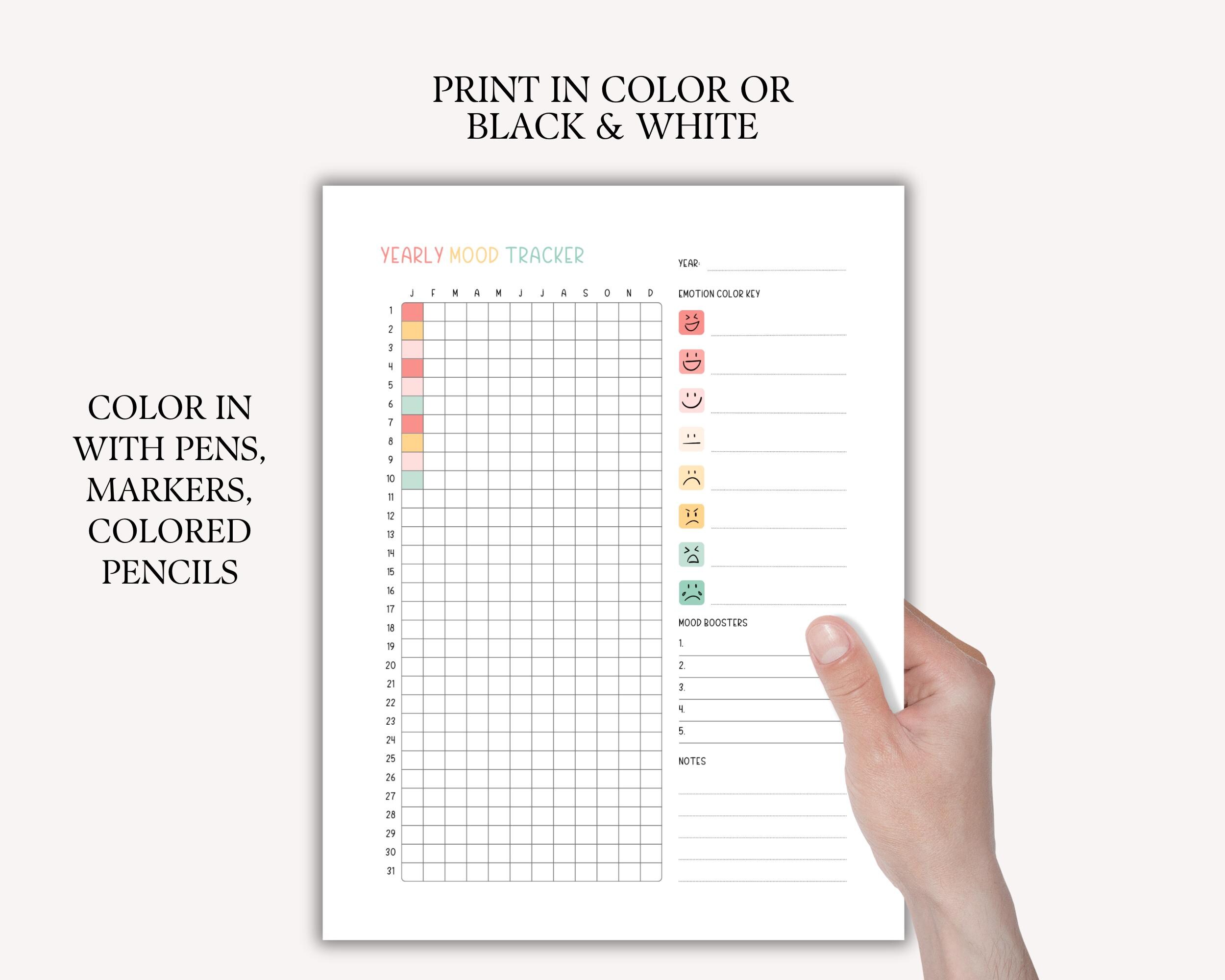 2025 Yearly Mood Tracker Printable, Feelings Log, Monthly Daily PDF ...