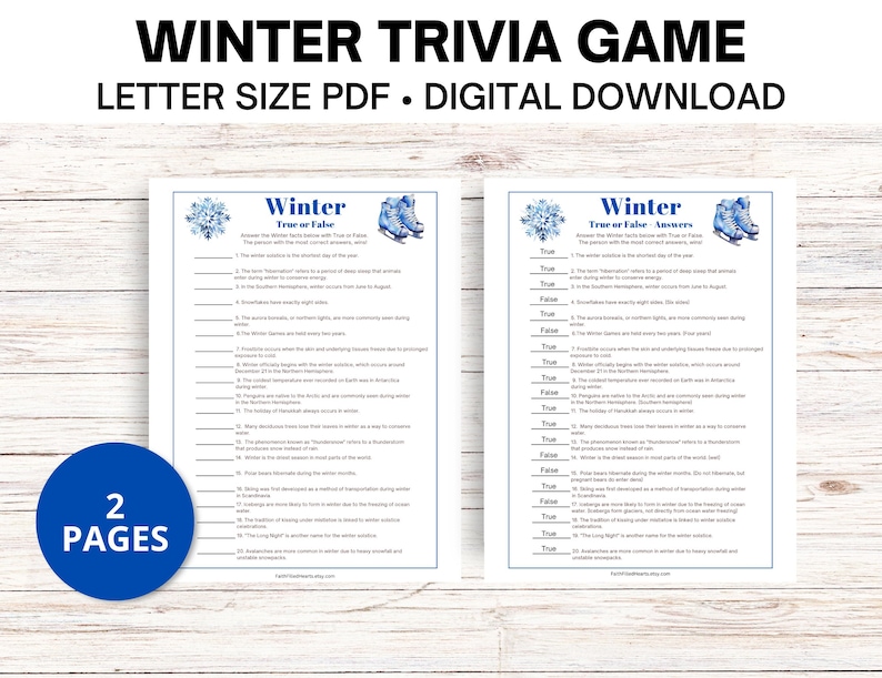 Winter Trivia Game, Christmas Game, Ice Breaker Games, Family Game ...