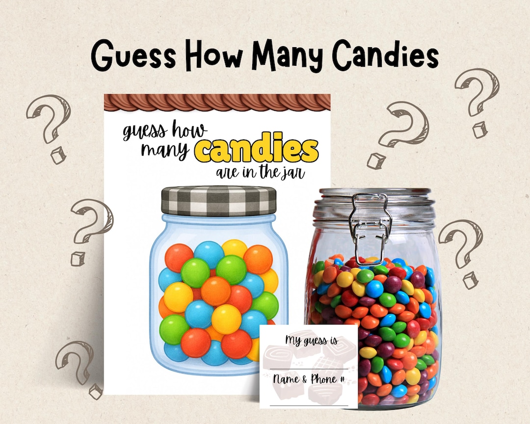 Guess How Many Candies, Printable Party Game, Candy Jar Sign, Guessing ...