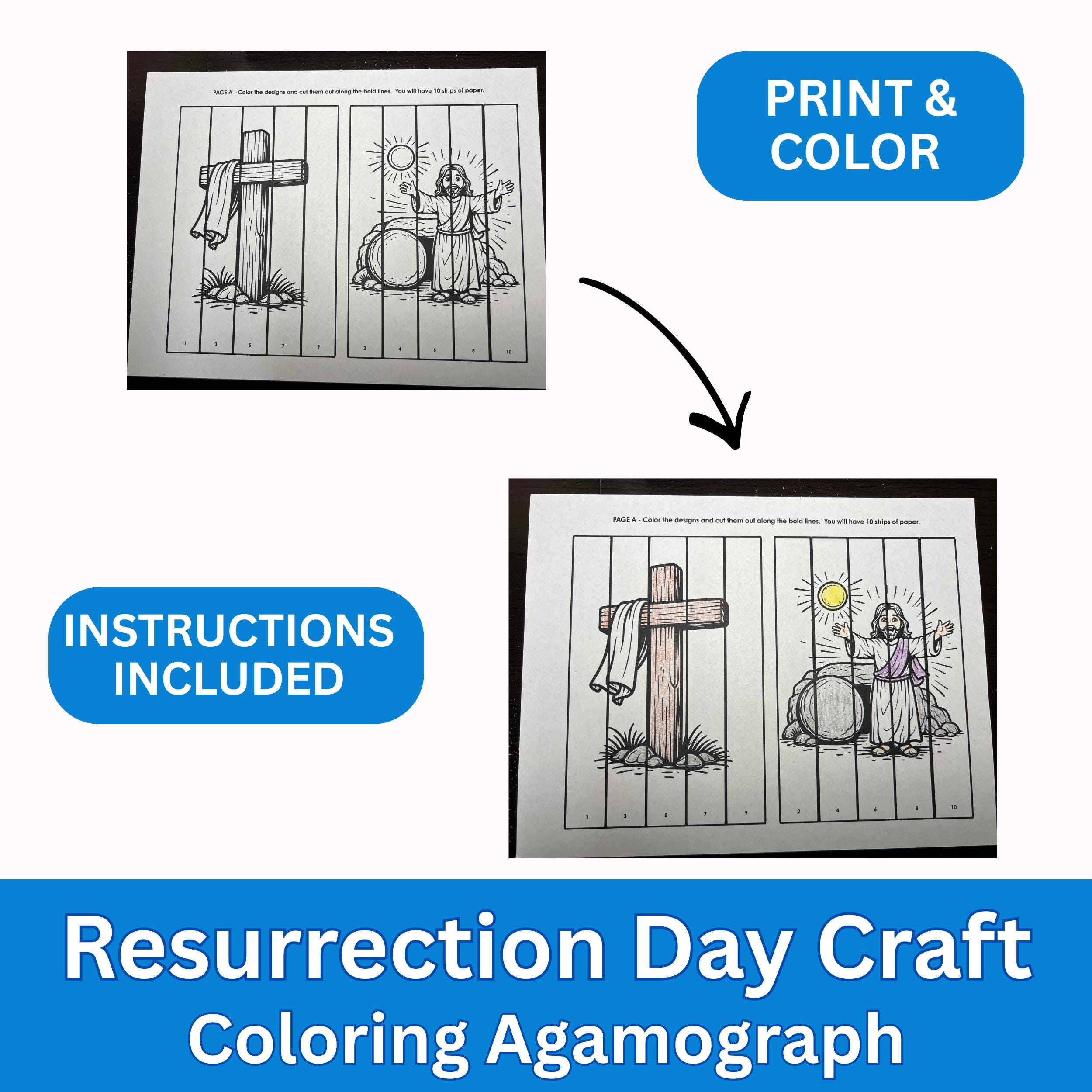 Easter Resurrection Day Agamograph, 3D Coloring Page, Cut Paste Craft ...