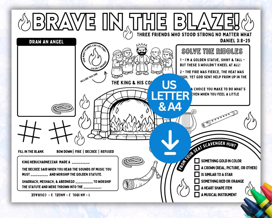 Fiery Furnace Shadrach Meshach Abednego Activity Sheet, Sunday School ...