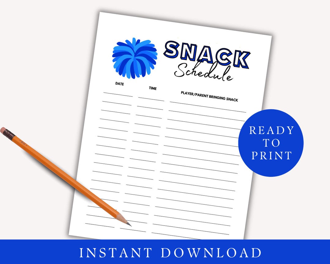 Cheer Snacks Schedule Template, Team Mom Food List Treats Sign up Sheet ...