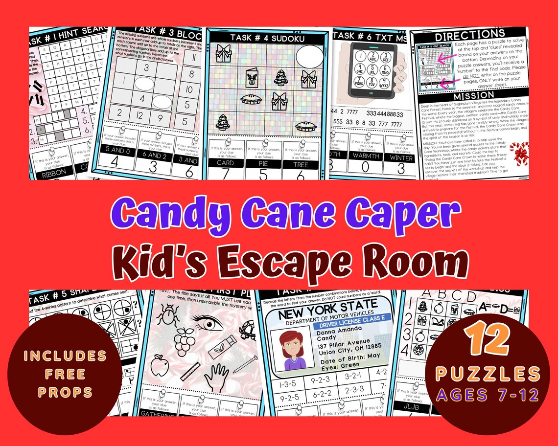 Printable Christmas Escape Room for Kids, Holiday Party Games, Kids ...