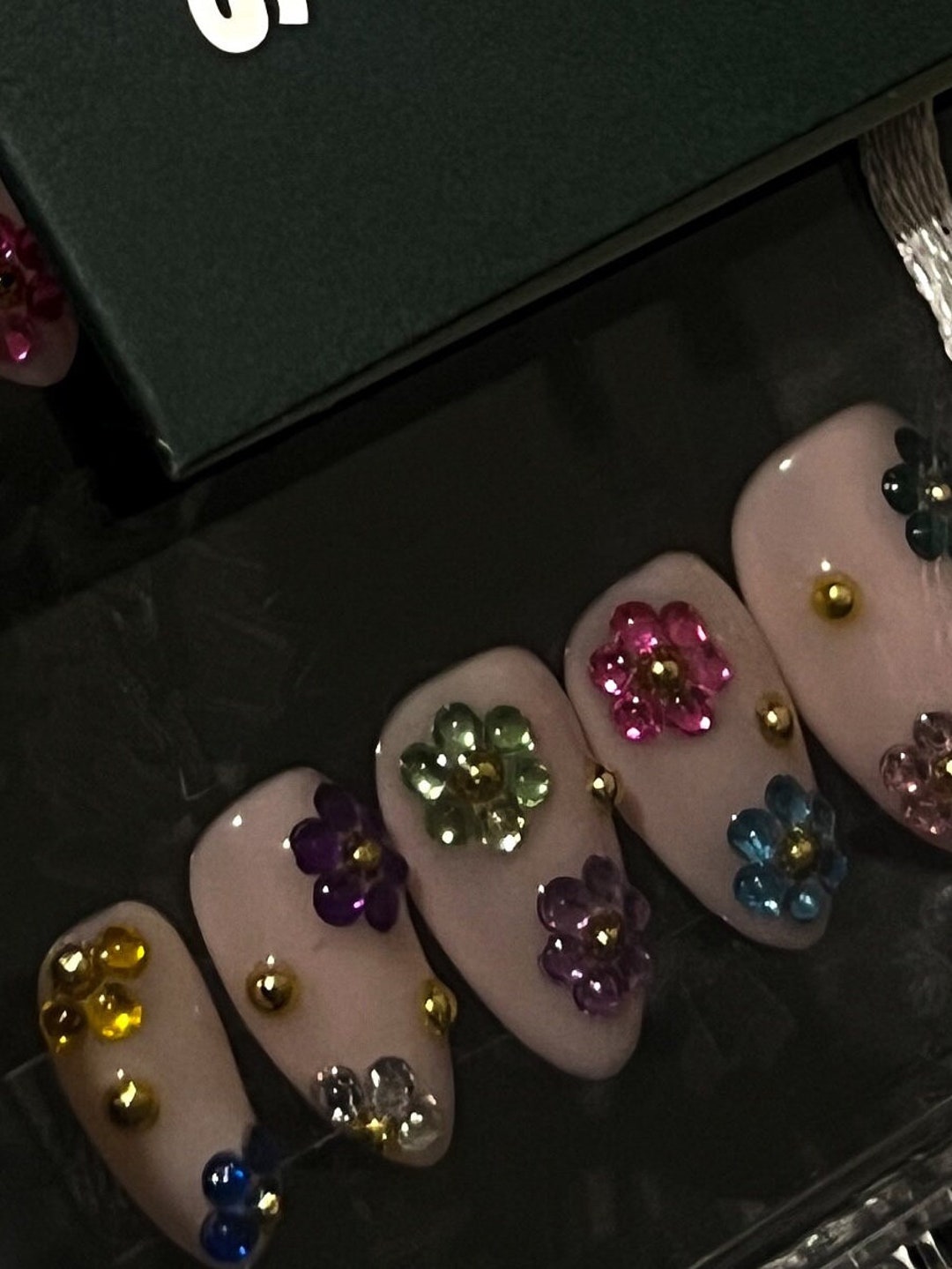 FLORAL JEMS Press on Nails Apres Gel X Flower Nails Jem Nails Spring ...