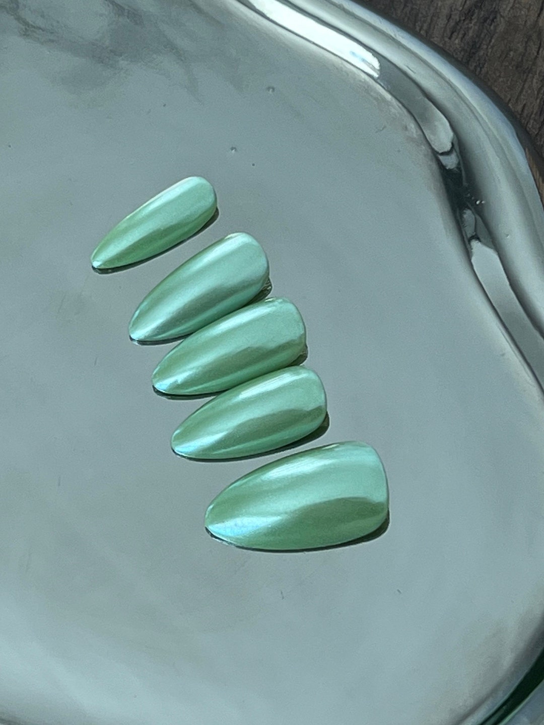 GREEN GLAZED DONUT Press on Nails Apres Gel X Hailey Bieber Nails ...