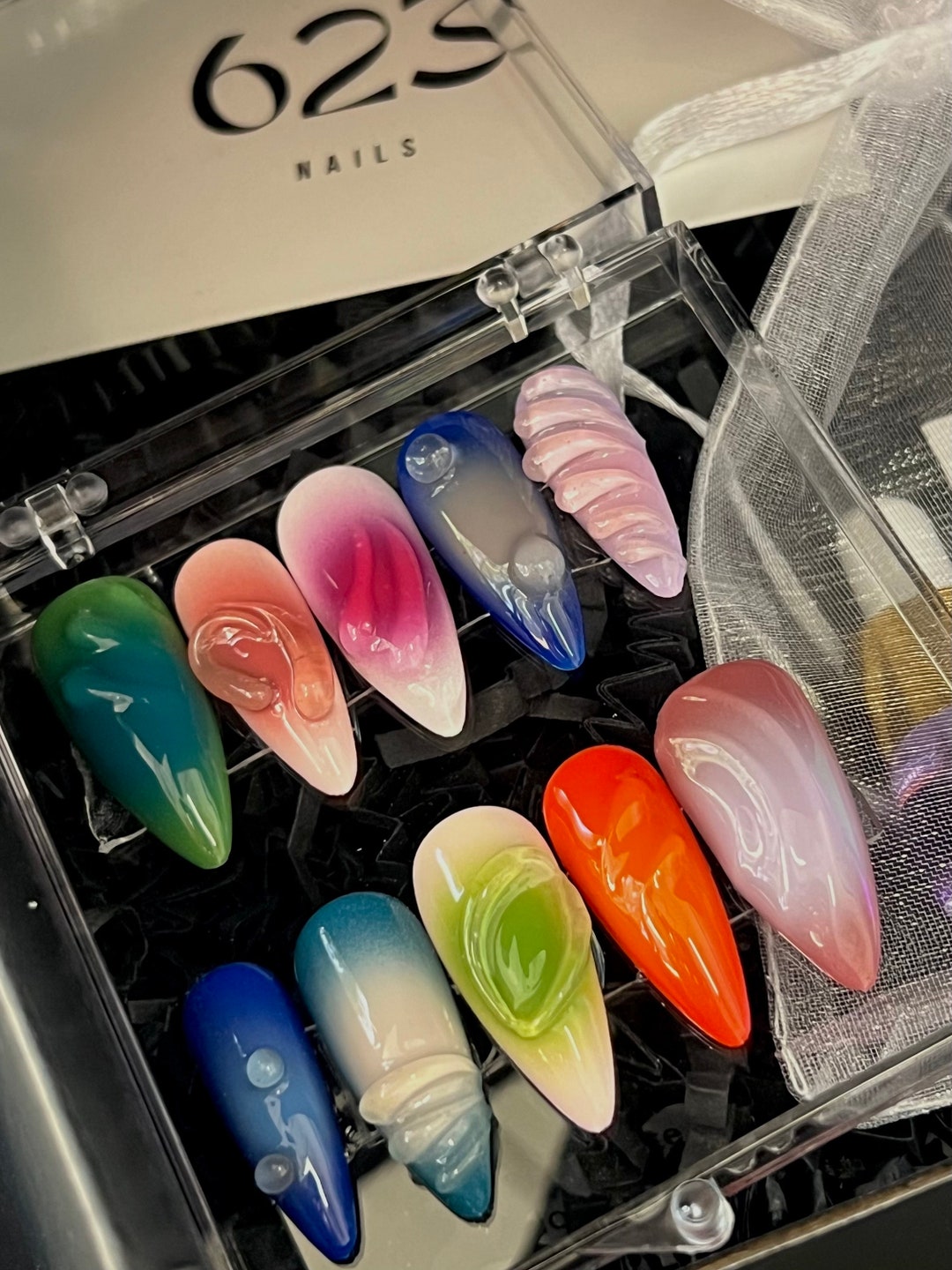 AIRBRUSHED ALIEN Press on Nails Apres Gel X Blob Nails - Etsy
