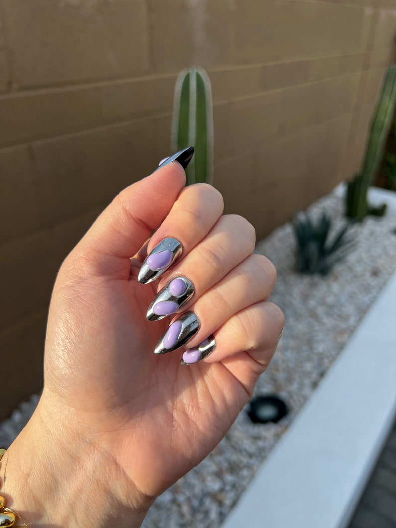 PURPLE BLOB Press on Nails Apres Gel X Press on Nails 3D - Etsy