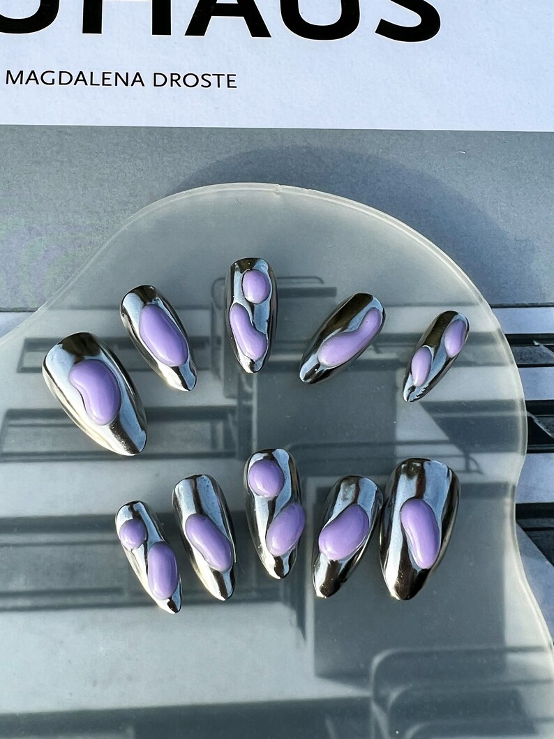 PURPLE BLOB Press on Nails Apres Gel X Press on Nails 3D - Etsy