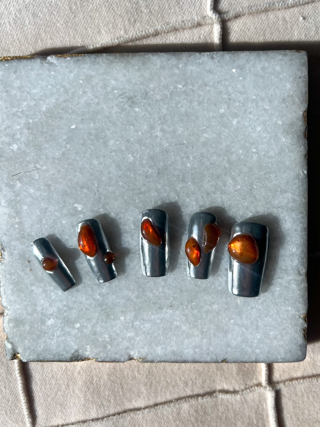 CARAMEL BLOB Press on Nails Apres Gel X Press on Nails 3D Gel Nails ...